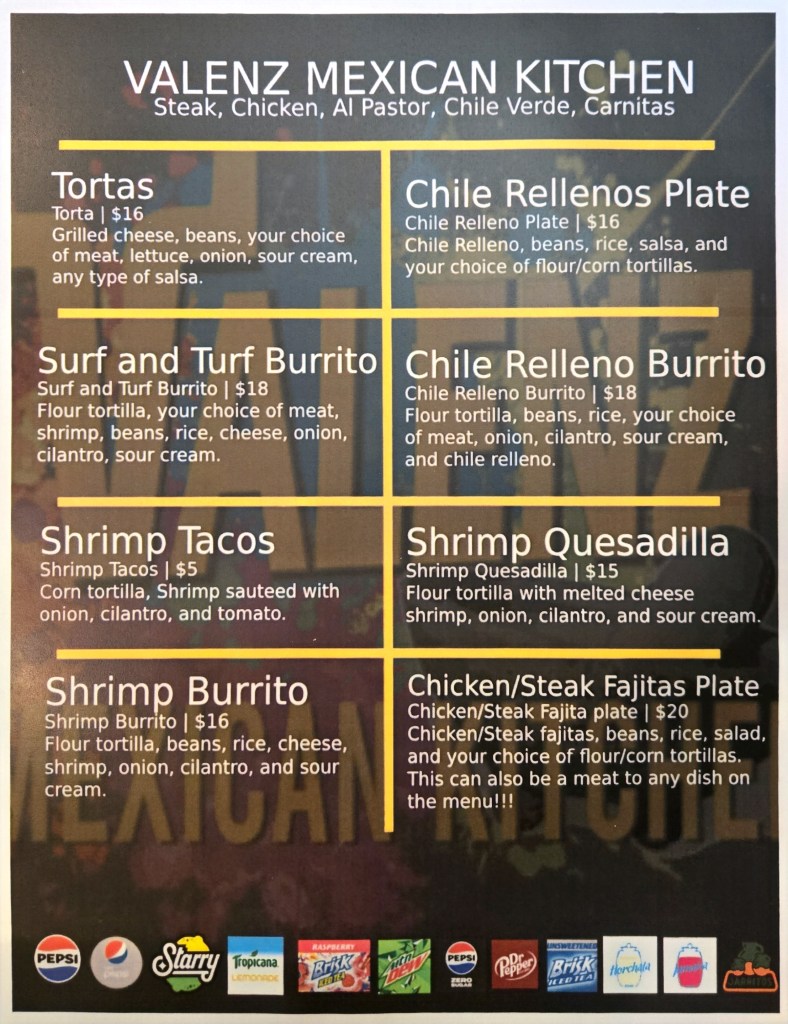Menu – Valenz Mexican kitchen